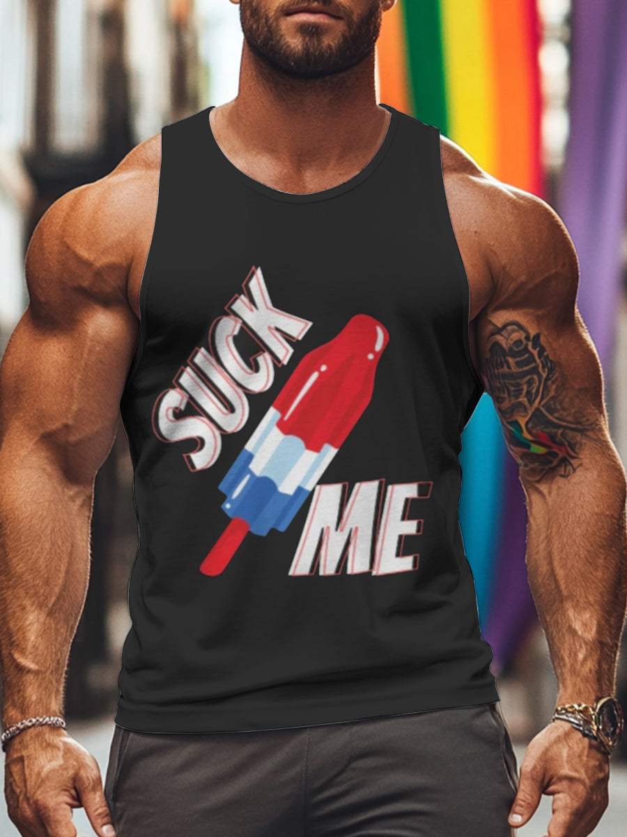 Men's Retro Gay Popsicle Color Slogan LGBT Print Vest– prideslove